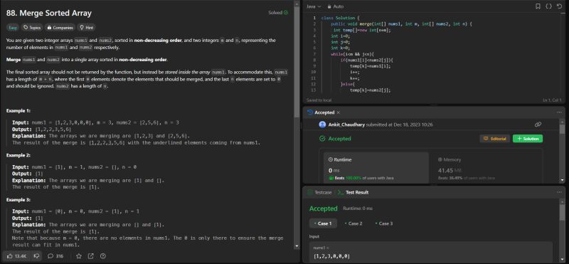Day17 of #100daysofcodechallenge: Merge nums1 and nums2 | Ankit ... Day17 of #100daysofcodechallenge: Merge nums1 and nums2 | Ankit ...