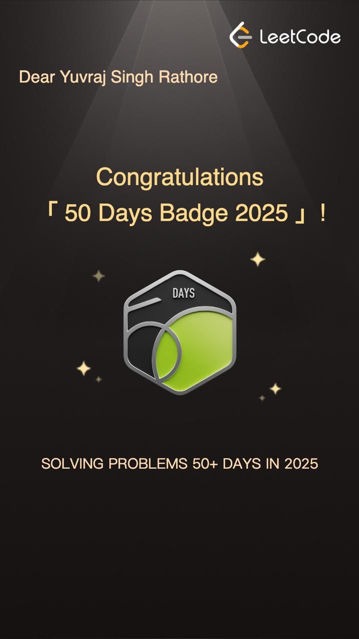 #leetcode #dsa #coding #consistency #keepgrinding | Yuvraj Singh Rathore #leetcode #dsa #coding #consistency #keepgrinding | Yuvraj Singh Rathore