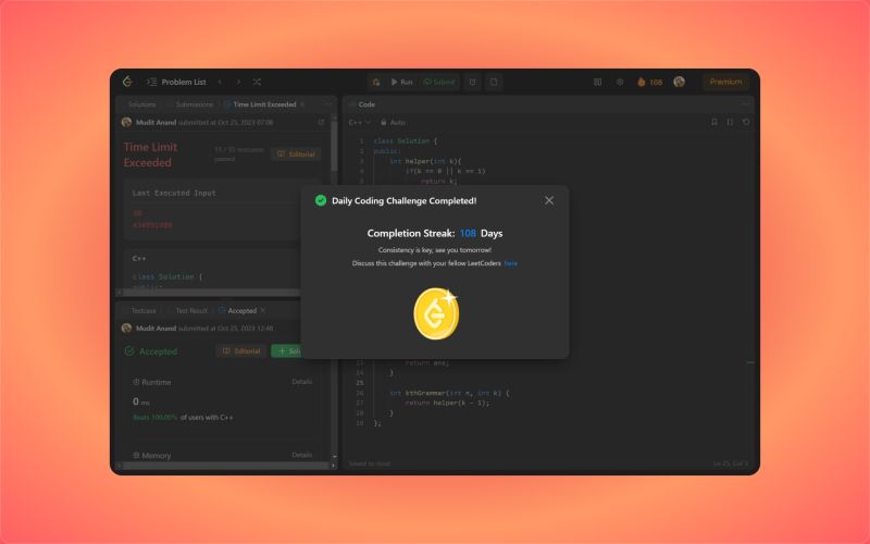 Celebrating 108-day streak on LeetCode | Mudit Anand posted on the ... Celebrating 108-day streak on LeetCode | Mudit Anand posted on the ...