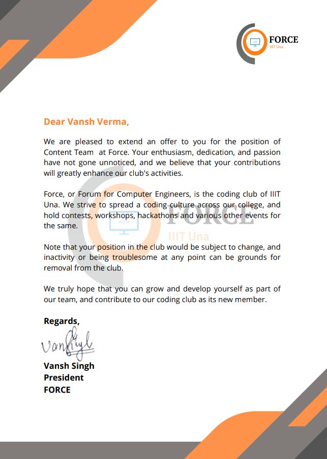 Vansh Verma on LinkedIn: #force #codingclub #contentwriting #iiitu Vansh Verma on LinkedIn: #force #codingclub #contentwriting #iiitu