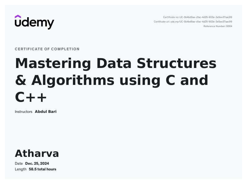 Excited to share that I have successfully completed the course of DSA ... Excited to share that I have successfully completed the course of DSA ...