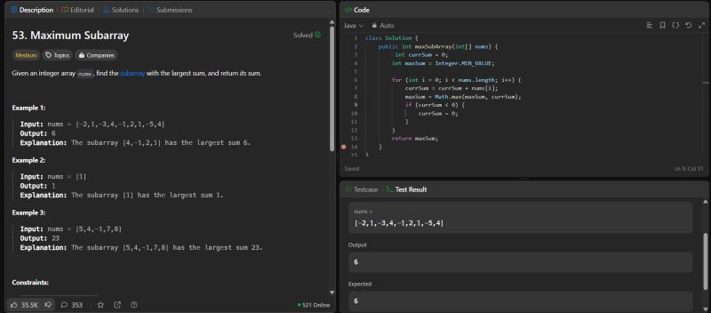 #day3 #codingchallenge #java #kadanealgorithm #problemsolving ... #day3 #codingchallenge #java #kadanealgorithm #problemsolving ...