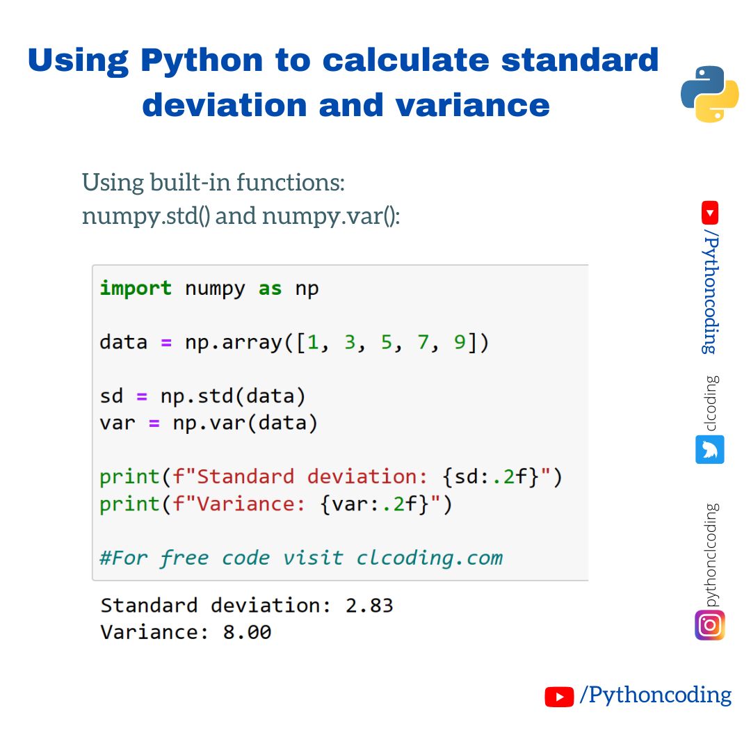 Python Coding on LinkedIn: Using Python to calculate standard deviation ... Python Coding on LinkedIn: Using Python to calculate standard deviation ...