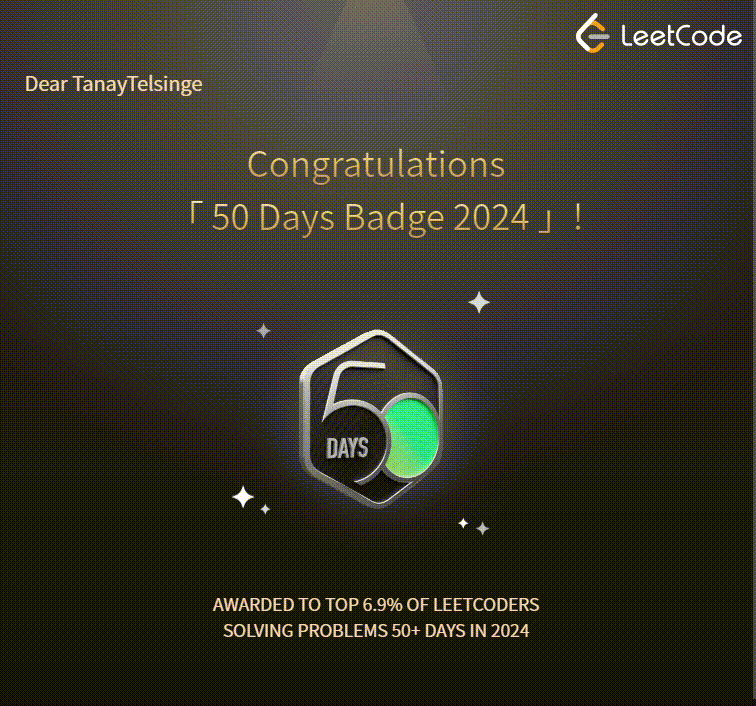 Tanay T. on LinkedIn: #consistency #leetcode #keeplearning Tanay T. on LinkedIn: #consistency #leetcode #keeplearning