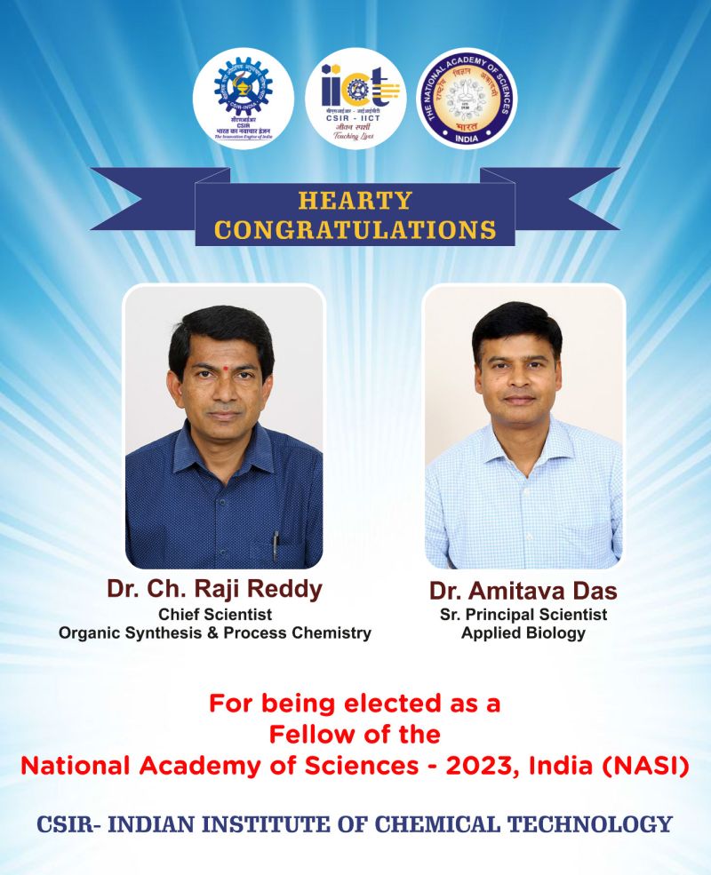 IICT CSIR on LinkedIn: Happy to inform that Dr. Ch. Raji Reddy and Dr ... IICT CSIR on LinkedIn: Happy to inform that Dr. Ch. Raji Reddy and Dr ...