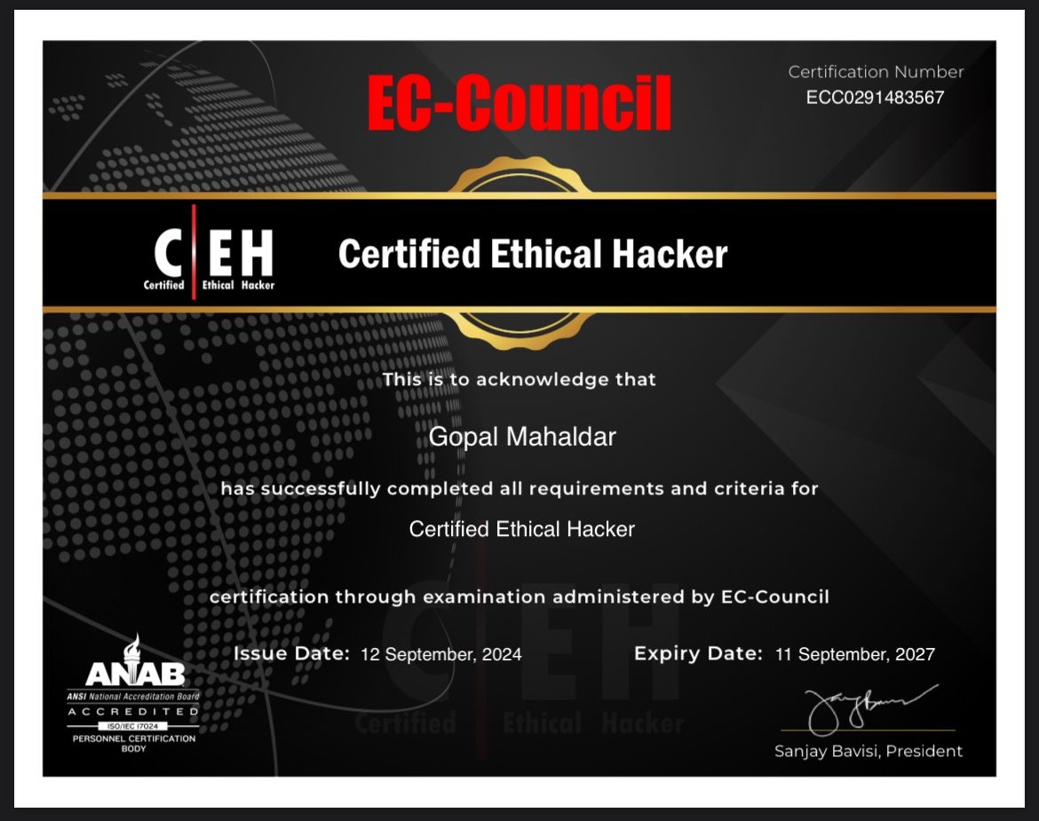 GOPAL MAHALDAR on LinkedIn: #ceh GOPAL MAHALDAR on LinkedIn: #ceh