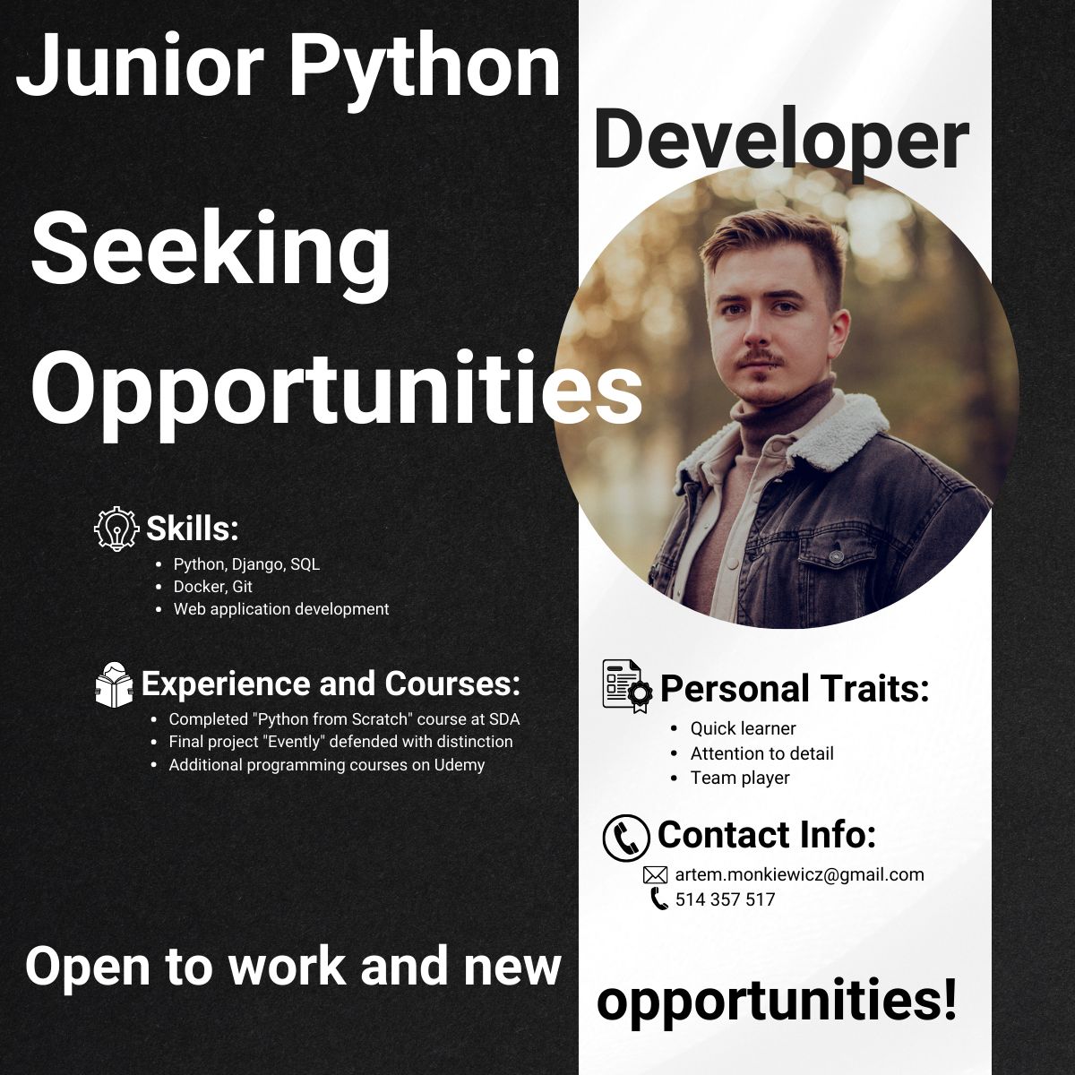 Artem Monkiewicz on LinkedIn: Seeking Opportunities as a Junior Python ... Artem Monkiewicz on LinkedIn: Seeking Opportunities as a Junior Python ...