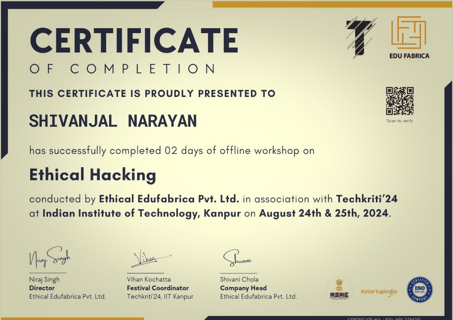 Shivanjal Narayan on LinkedIn: #ethicalhacking #iitkanpur # ... Shivanjal Narayan on LinkedIn: #ethicalhacking #iitkanpur # ...
