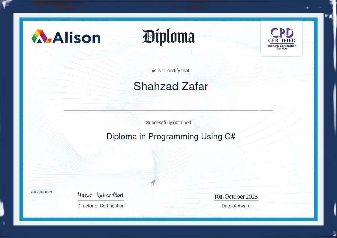 Shahzad Zafar on LinkedIn: #alison #csharp #programmingdiploma # ... Shahzad Zafar on LinkedIn: #alison #csharp #programmingdiploma # ...