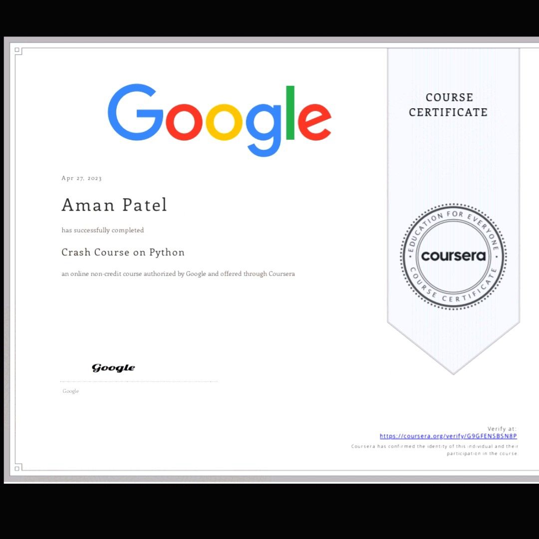 #pythoncertification #coursera #pythonprogramming | Aman P. #pythoncertification #coursera #pythonprogramming | Aman P.