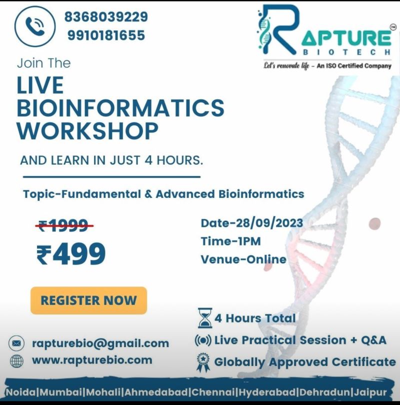 Learn bioinformatics at least cost!! We at Rapture Biotech… | Mayank ... Learn bioinformatics at least cost!! We at Rapture Biotech… | Mayank ...