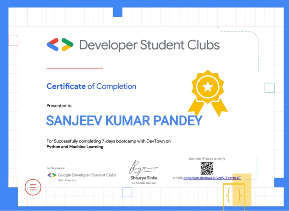 Sanjeev pandey on LinkedIn: #devtown #devtown #certificate Sanjeev pandey on LinkedIn: #devtown #devtown #certificate