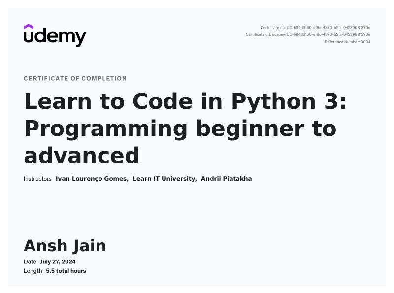 Ansh Jain on LinkedIn: #python #programming #learning #growth #udemy # ... Ansh Jain on LinkedIn: #python #programming #learning #growth #udemy # ...