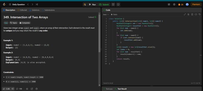 Day 99 of #100daysofcode challenge: Intersection of Two Arrays | Harish ... Day 99 of #100daysofcode challenge: Intersection of Two Arrays | Harish ...