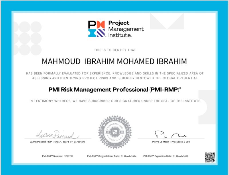 mahmoud Ibrahim . (PMP)® , PMI-RMP على LinkedIn: #pmp #rmp #pmi mahmoud Ibrahim . (PMP)® , PMI-RMP على LinkedIn: #pmp #rmp #pmi