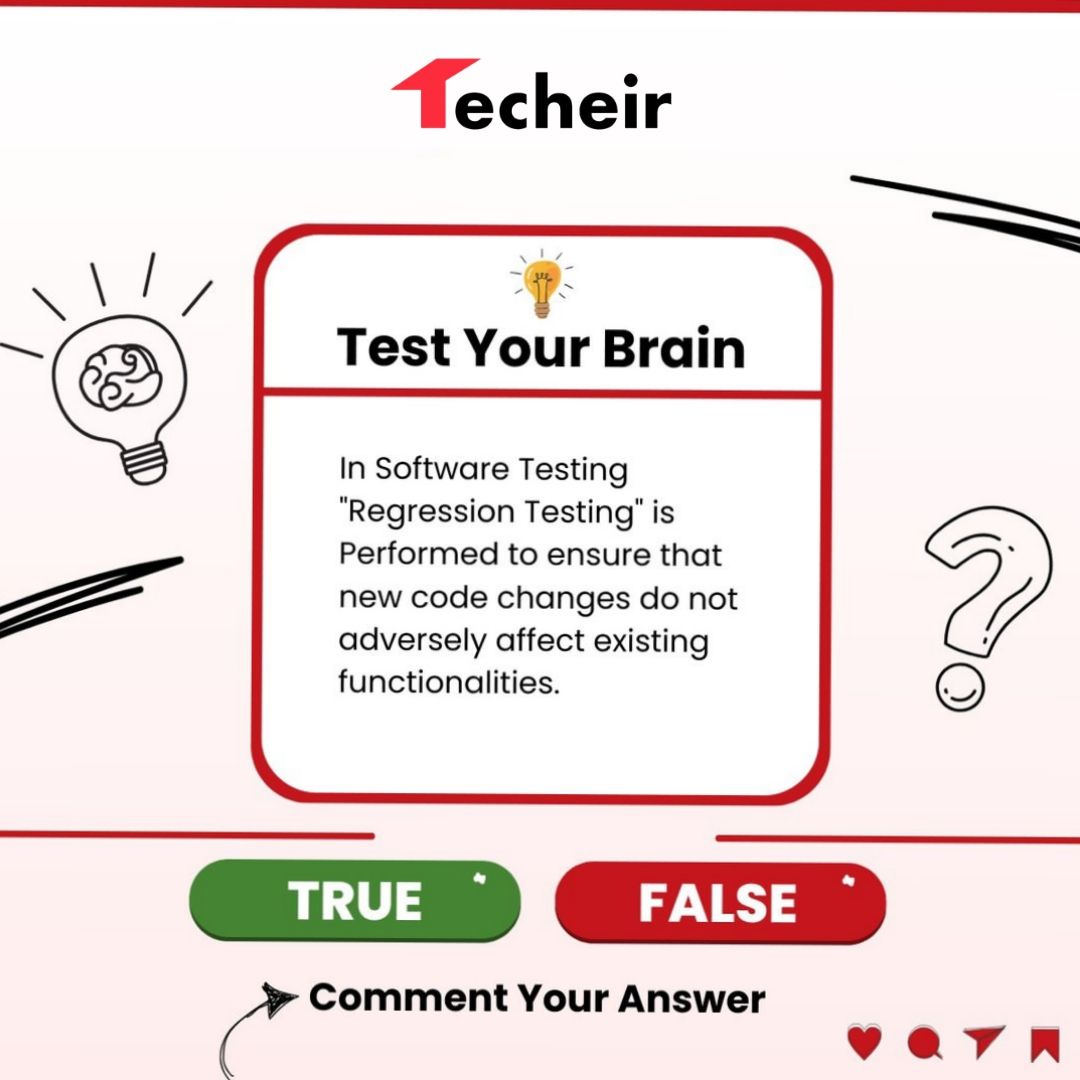 Techeir on LinkedIn: #softwaretesting #quiztime #techeir # ... Techeir on LinkedIn: #softwaretesting #quiztime #techeir # ...