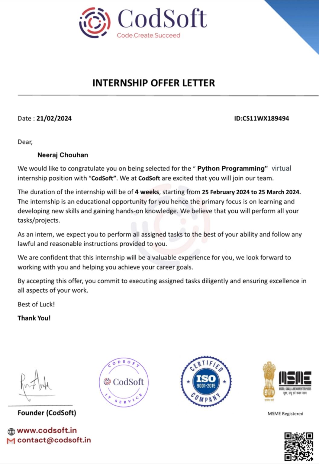 Neeraj Singh Chouhan on LinkedIn: #codsoft #codsoftintern # ... Neeraj Singh Chouhan on LinkedIn: #codsoft #codsoftintern # ...