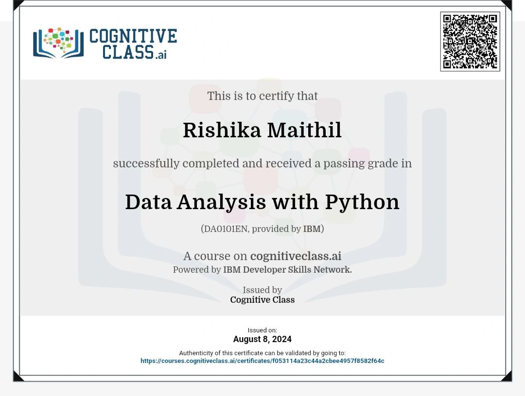 Rishika Maithil on LinkedIn: #dataanalysis #python #cognitiveclass # ... Rishika Maithil on LinkedIn: #dataanalysis #python #cognitiveclass # ...