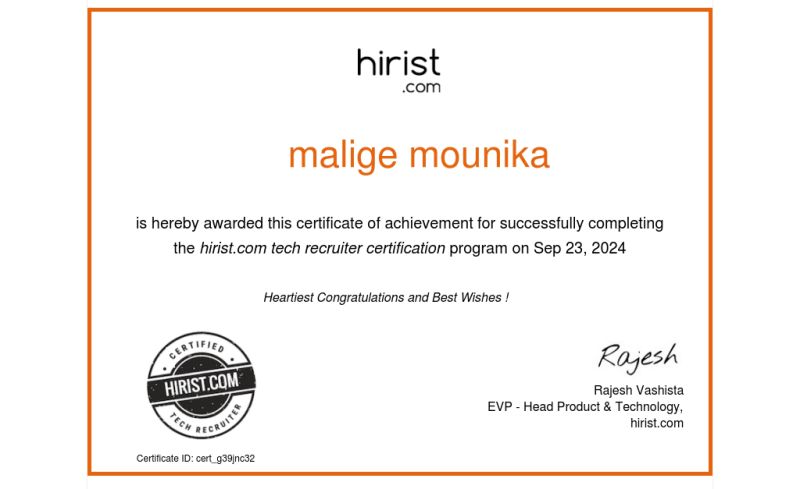Malige Mounika on LinkedIn: I’m thrilled to share that I’ve earned my ... Malige Mounika on LinkedIn: I’m thrilled to share that I’ve earned my ...