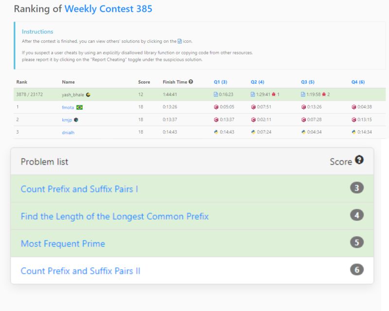 Yash Bhale on LinkedIn: #leetcode #weeklycontest385 #leetcodecontest # ... Yash Bhale on LinkedIn: #leetcode #weeklycontest385 #leetcodecontest # ...