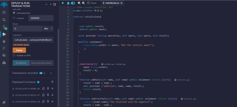 I recently built a basic calculator using Solidity on Remix IDE. While ... I recently built a basic calculator using Solidity on Remix IDE. While ...