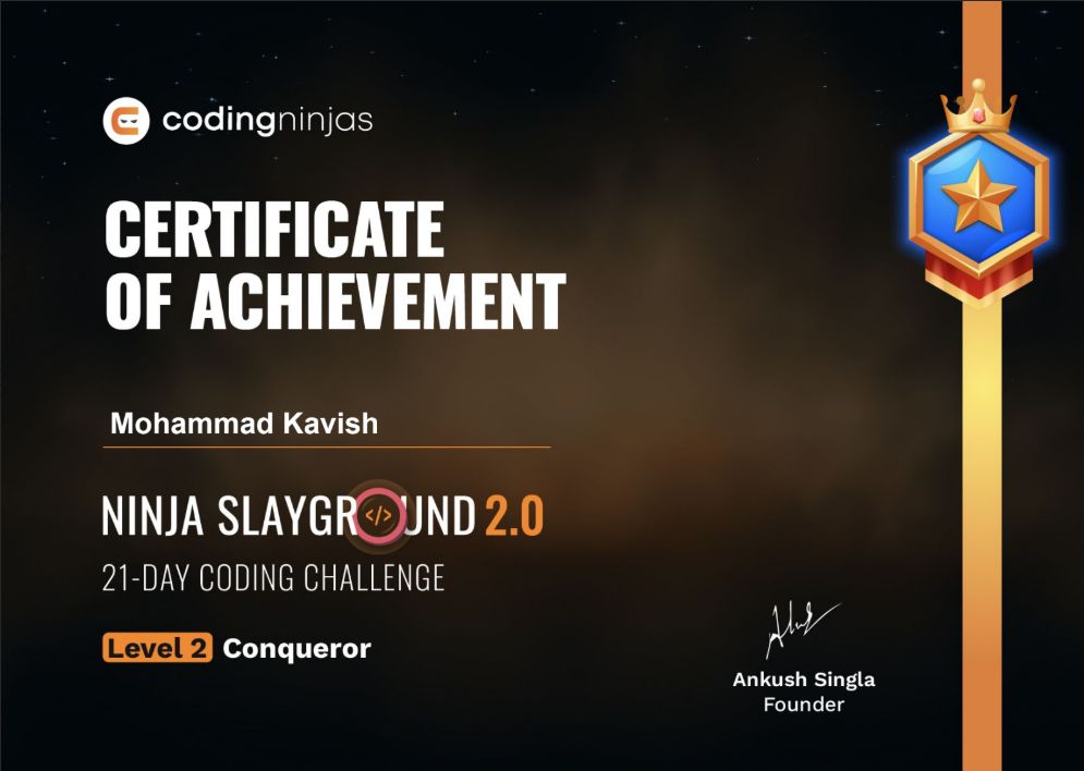 MOHAMMAD KAVISH on LinkedIn: #achievementunlocked #level2conqueror # ... MOHAMMAD KAVISH on LinkedIn: #achievementunlocked #level2conqueror # ...