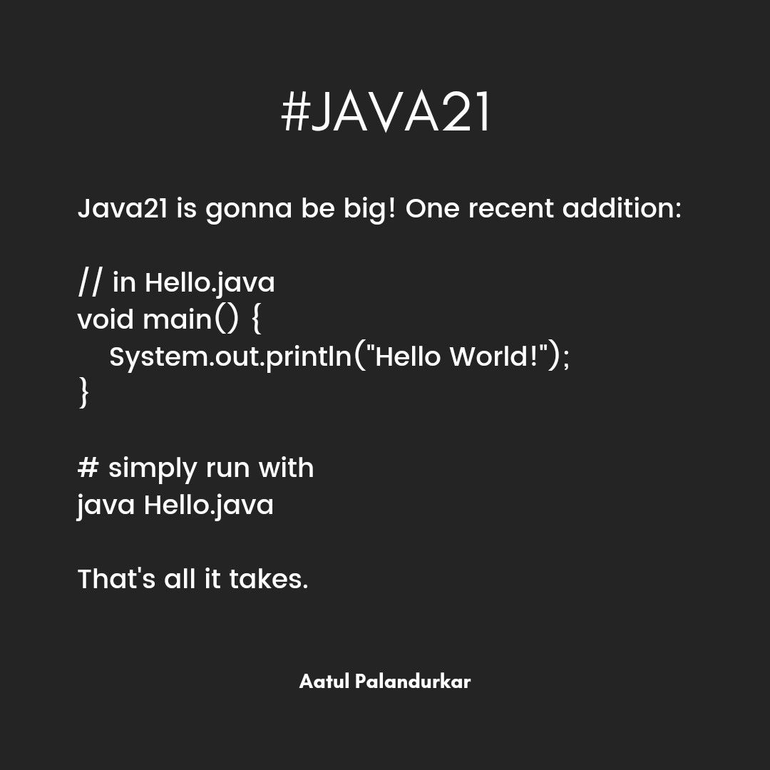 Aatul Palandurkar on LinkedIn: #java21 #java #javadeveloper # ... Aatul Palandurkar on LinkedIn: #java21 #java #javadeveloper # ...