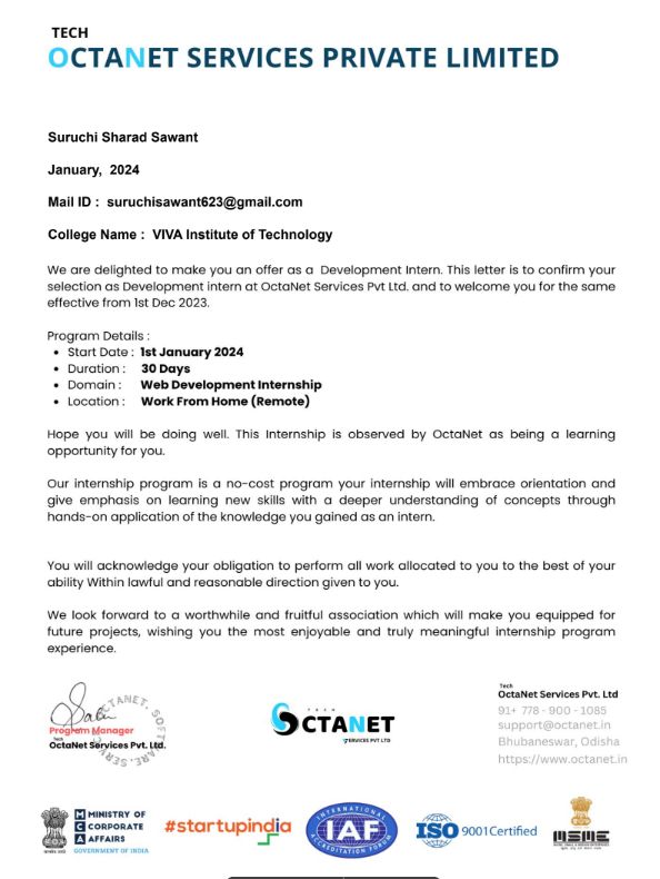 Suruchi Sawant on LinkedIn: #octanet #webdevelopment # ... Suruchi Sawant on LinkedIn: #octanet #webdevelopment # ...