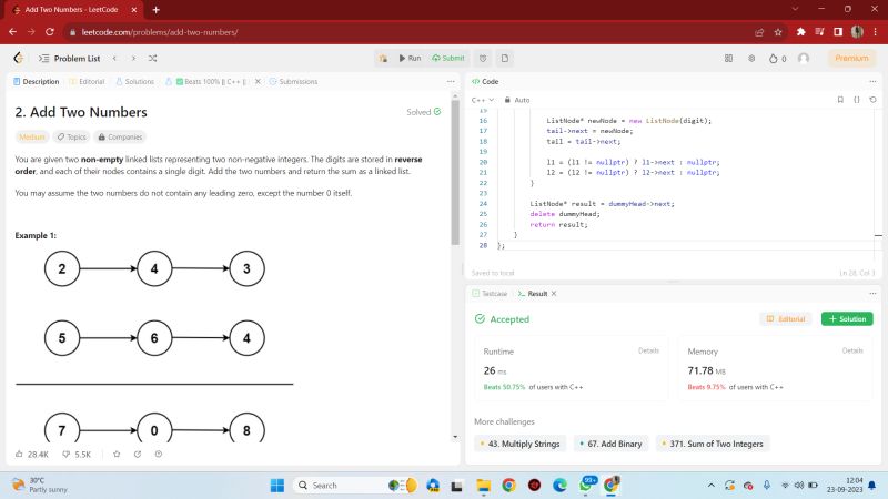 Atisha Gupta on LinkedIn: leetcode 2. Add Two Numbers Atisha Gupta on LinkedIn: leetcode 2. Add Two Numbers
