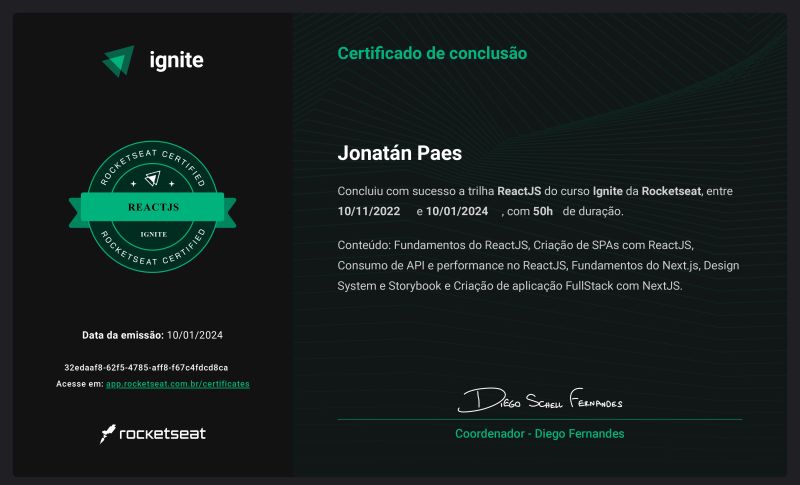 #neverstoplearning #rocketseat #ignite #reactjs | JonatΓ‘n Paes #neverstoplearning #rocketseat #ignite #reactjs | JonatΓ‘n Paes