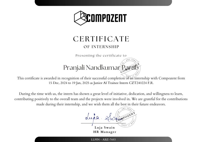 Pranjali Parab on LinkedIn: #internship #ai #learning Pranjali Parab on LinkedIn: #internship #ai #learning