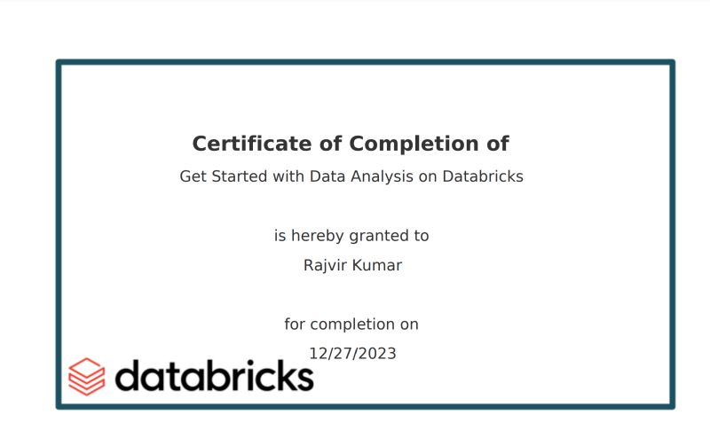 Completed Databricks Training for Data Analysts | Rajvir Kumar posted ... Completed Databricks Training for Data Analysts | Rajvir Kumar posted ...
