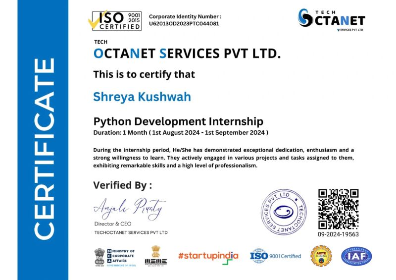 Shreya K. on LinkedIn: #octanet #python #internship Shreya K. on LinkedIn: #octanet #python #internship