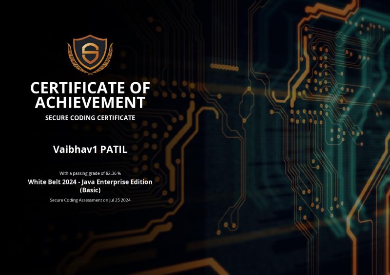 Vaibhav Patil on LinkedIn: #java #learning #certificate #whitebelt Vaibhav Patil on LinkedIn: #java #learning #certificate #whitebelt