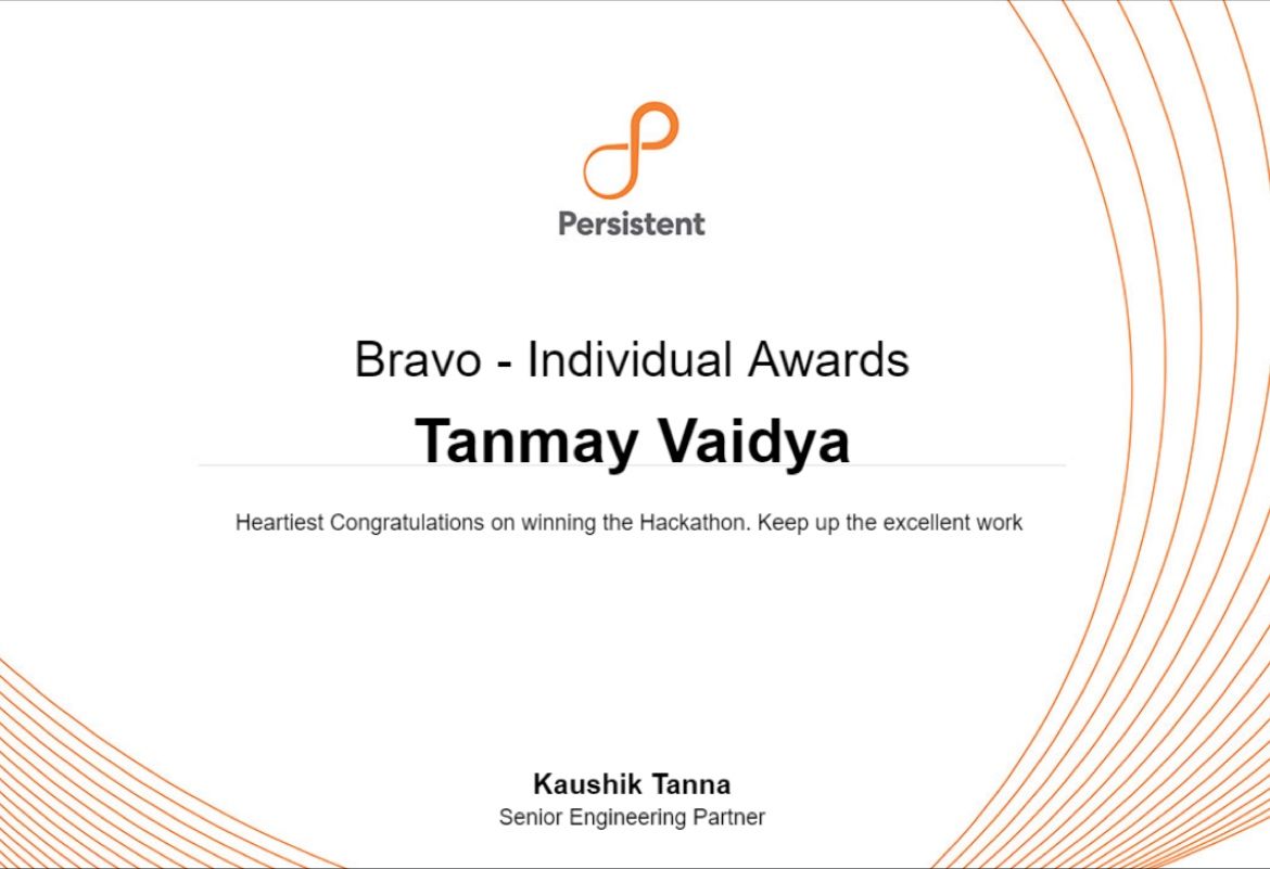Tanmay Vaidya on LinkedIn: #persistentsystems #hackathonsuccess # ... Tanmay Vaidya on LinkedIn: #persistentsystems #hackathonsuccess # ...