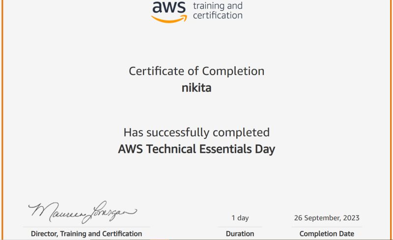 NIKITA NAMDEV on LinkedIn: Here I'm certified AWS Technical Essentials NIKITA NAMDEV on LinkedIn: Here I'm certified AWS Technical Essentials