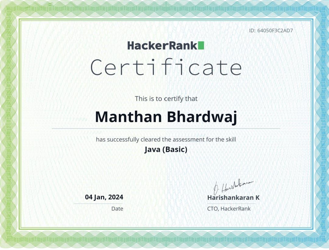 I earned a Java (Basic) Certificate! | Manthan Bhardwaj posted on the ... I earned a Java (Basic) Certificate! | Manthan Bhardwaj posted on the ...