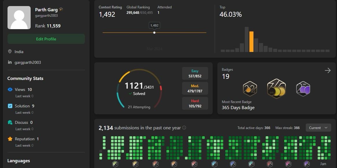#100daysofcode #dsa #leetcode #techjourney #keeplearning | PARTH GARG #100daysofcode #dsa #leetcode #techjourney #keeplearning | PARTH GARG