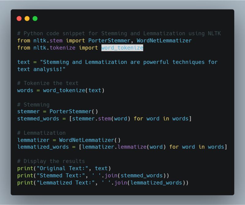 #nlp #stemmingandlemmatization #datascience #codesnippet #nlpcommunity ... #nlp #stemmingandlemmatization #datascience #codesnippet #nlpcommunity ...