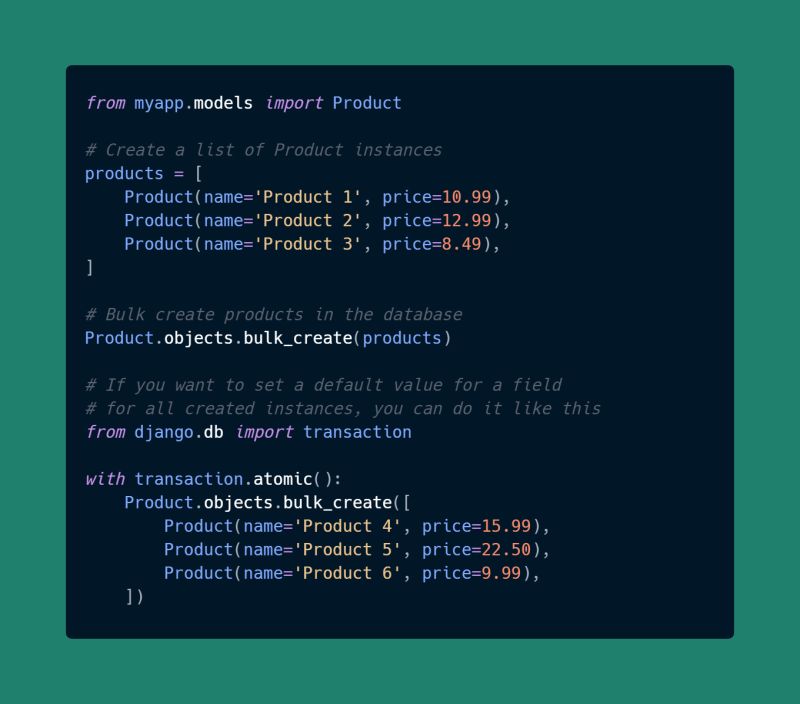 Nuno Bispo on LinkedIn: 🚀 Django Trick Use bulk_create for efficient ... Nuno Bispo on LinkedIn: 🚀 Django Trick Use bulk_create for efficient ...