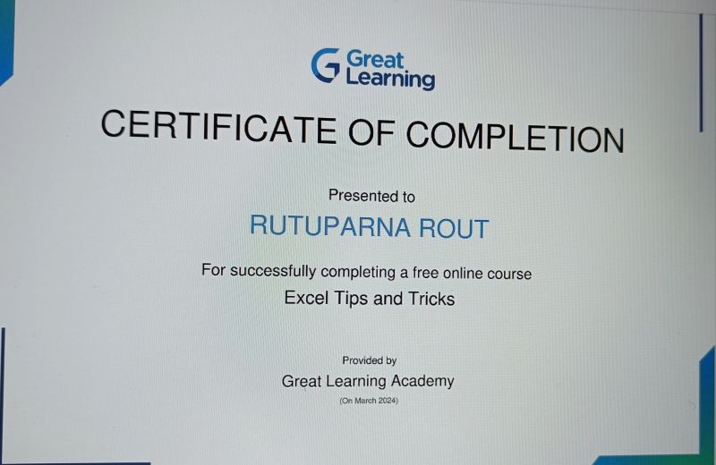 Rutuparna Rout on LinkedIn: Hi, I have successfully completed the ... Rutuparna Rout on LinkedIn: Hi, I have successfully completed the ...