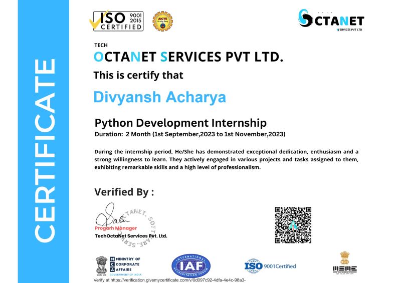 Divyansh Acharya on LinkedIn: #pythoninternshipsuccess # ... Divyansh Acharya on LinkedIn: #pythoninternshipsuccess # ...