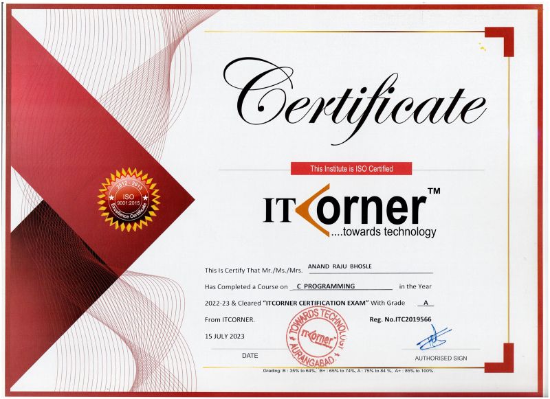 ANAND BHOSLE on LinkedIn: #cprogramming #cpp #certification ANAND BHOSLE on LinkedIn: #cprogramming #cpp #certification