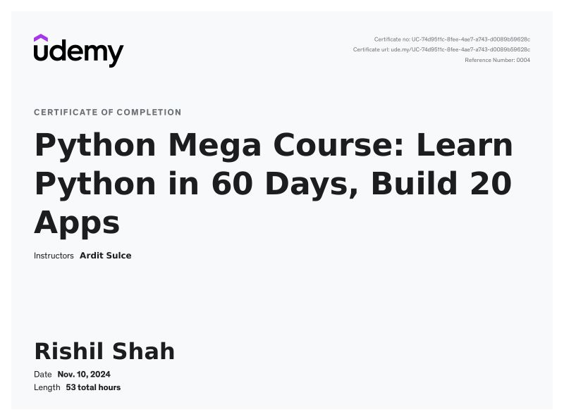 Rishil Shah on LinkedIn: #python #coding #udemy #learning #achievement ... Rishil Shah on LinkedIn: #python #coding #udemy #learning #achievement ...