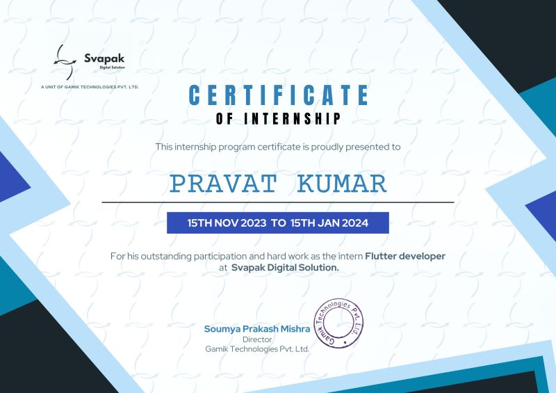 Prabhat Kumar on LinkedIn: #internship #flutter #appdevelopment # ... Prabhat Kumar on LinkedIn: #internship #flutter #appdevelopment # ...