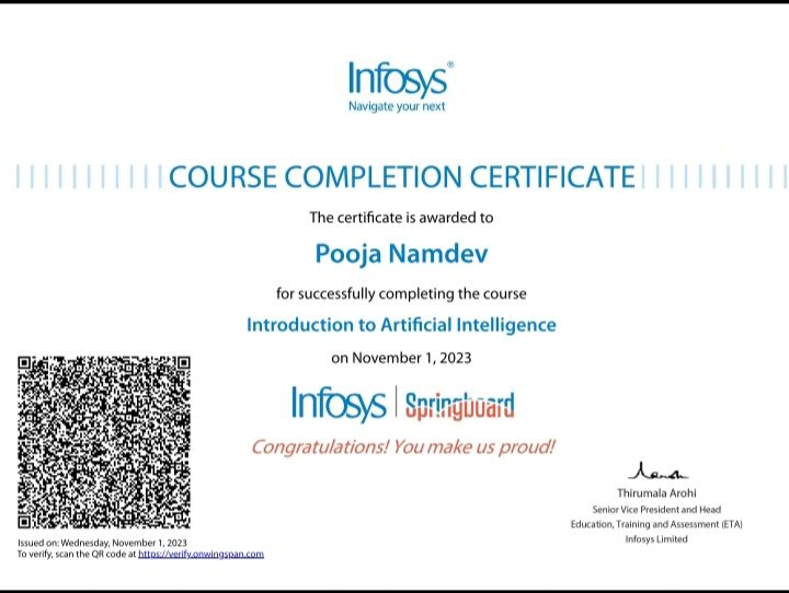 Pooja Namdev on LinkedIn: #ai #infosys #gratitude #learningjourney # ... Pooja Namdev on LinkedIn: #ai #infosys #gratitude #learningjourney # ...