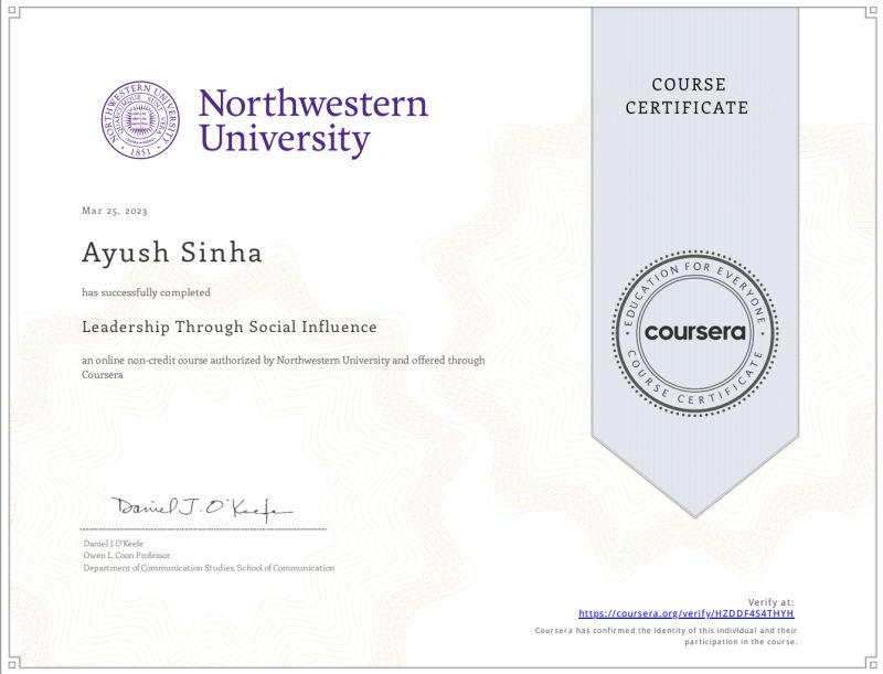 Ayush Sinha on LinkedIn: Completed Certification On Leadership Skills Ayush Sinha on LinkedIn: Completed Certification On Leadership Skills