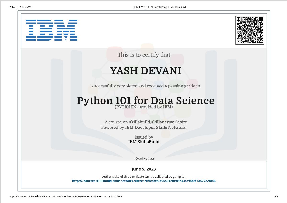 Yash Devani on LinkedIn: #python #datascience #ibm #certification # ... Yash Devani on LinkedIn: #python #datascience #ibm #certification # ...