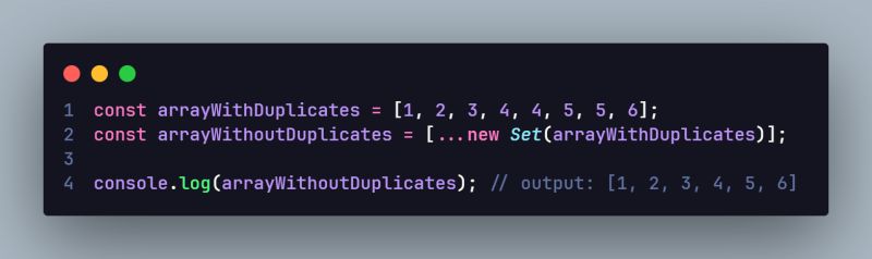 Patryck Silva on LinkedIn: 💡Removing duplicates in arrays in JavaScript ... Patryck Silva on LinkedIn: 💡Removing duplicates in arrays in JavaScript ...