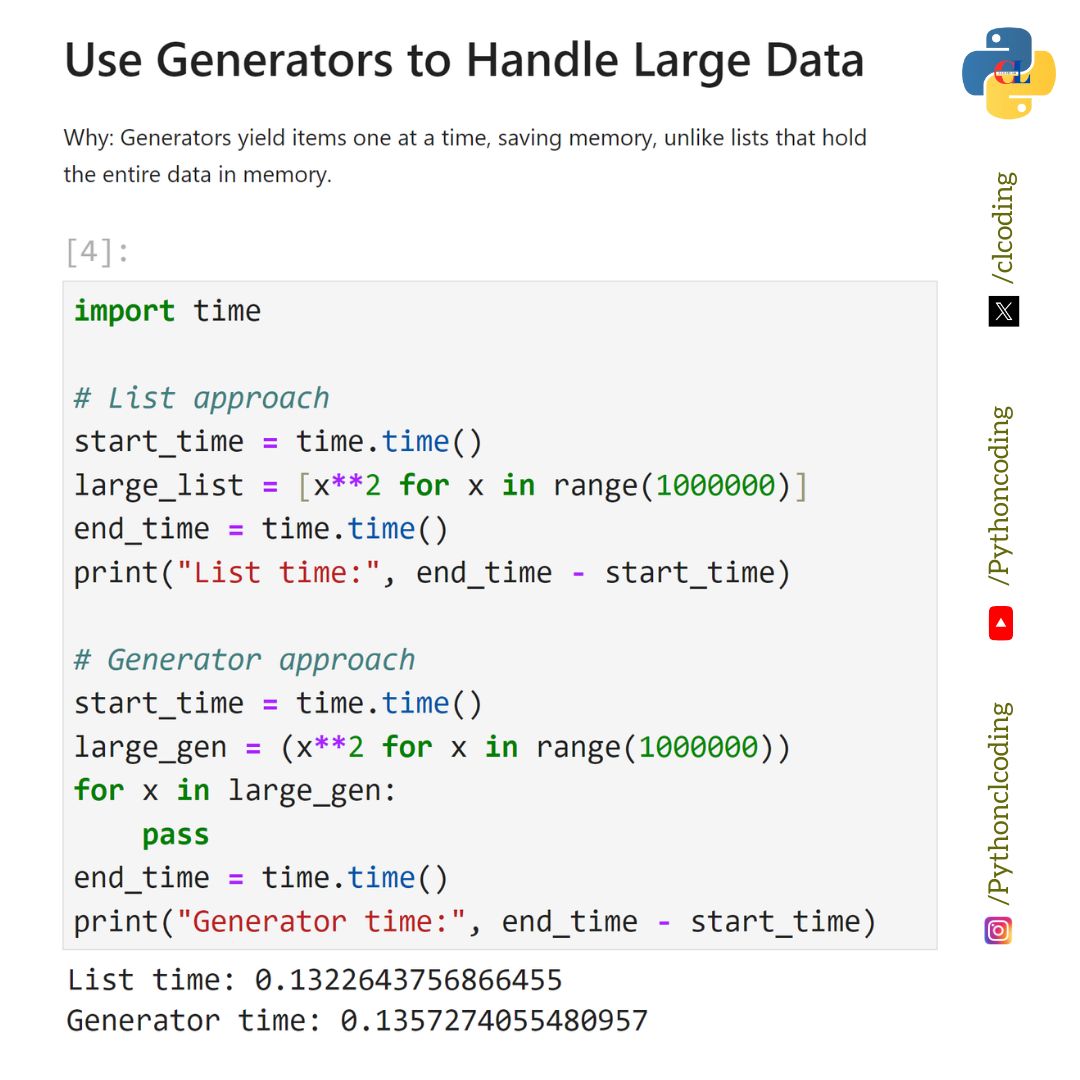Use Generators to Handle Large Data | Python Coding Use Generators to Handle Large Data | Python Coding